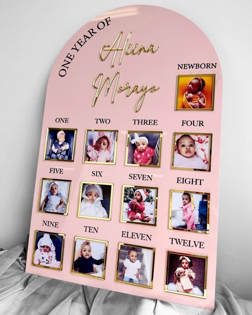 Acrylic Baby Milestone Board for 1st Birthday and Monthly Celebrations ...