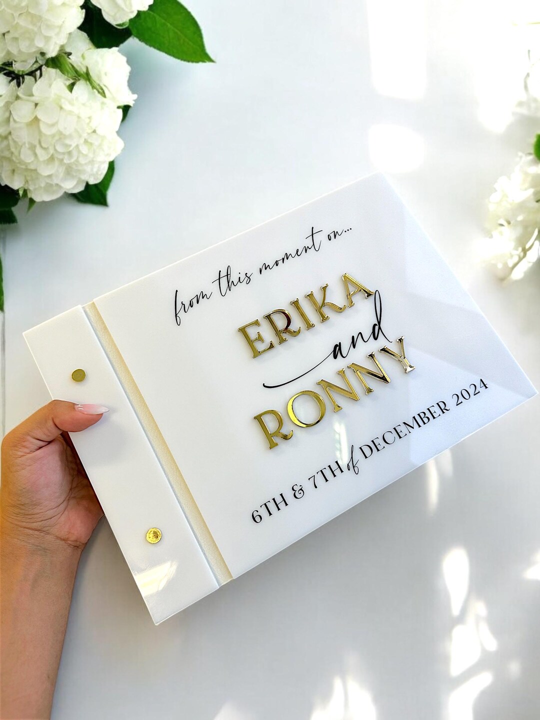 Acrylic Wedding Guestbook and Crystal Pen, Custom Perspex Guestbook ...