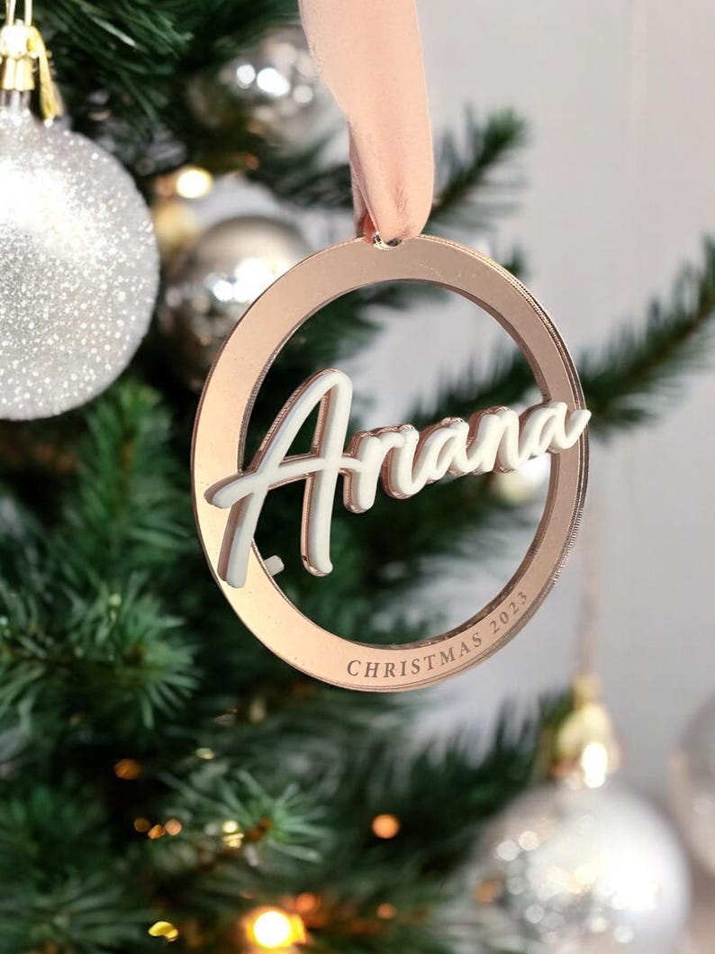 Luxury Acrylic Name Bauble, Personalised Double Layered Acrylic ...
