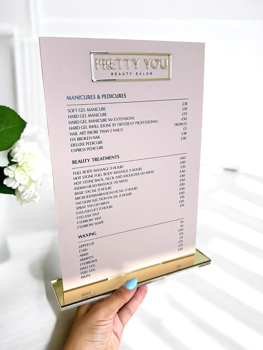 Custom Acrylic Price List Sign, Modern Salon Display Sign, Display ...