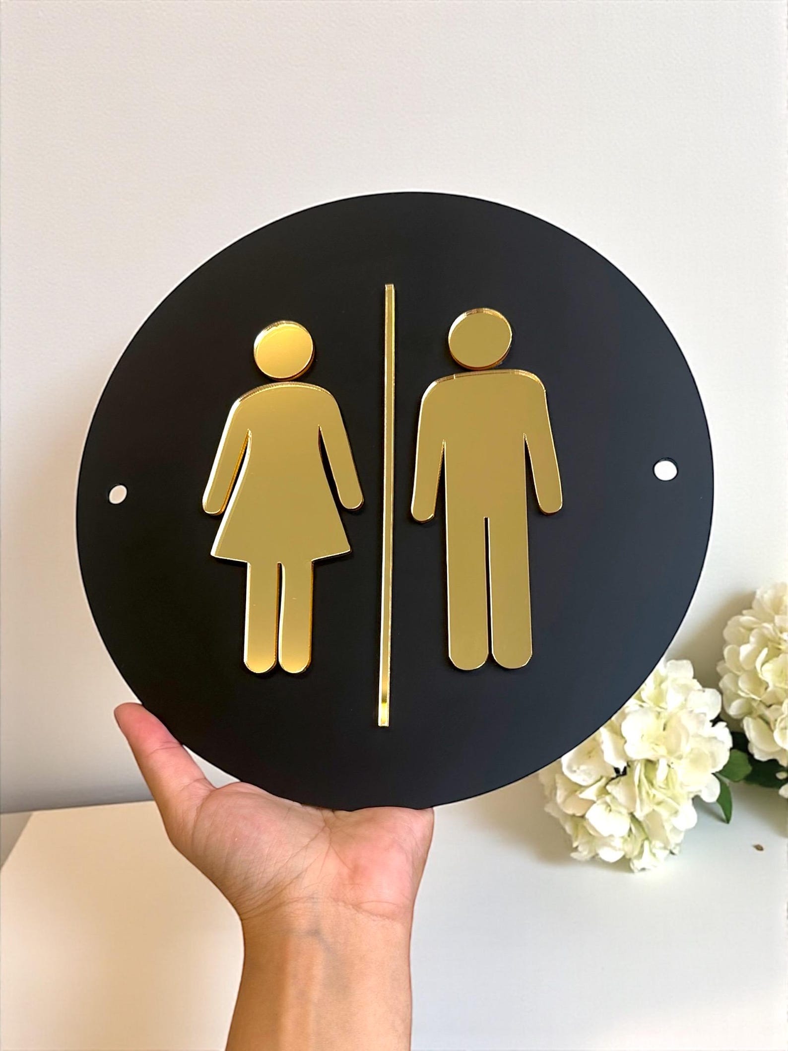 Custom 3D Acrylic Toilet Sign for Door or Wall, Modern WC Sign With ...