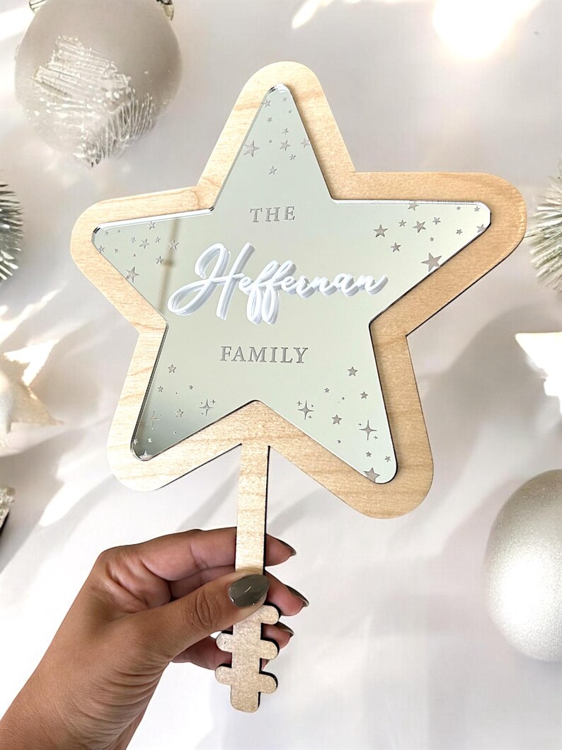 Acrylic Personalised Christmas Tree Topper, Family Christmas Star ...