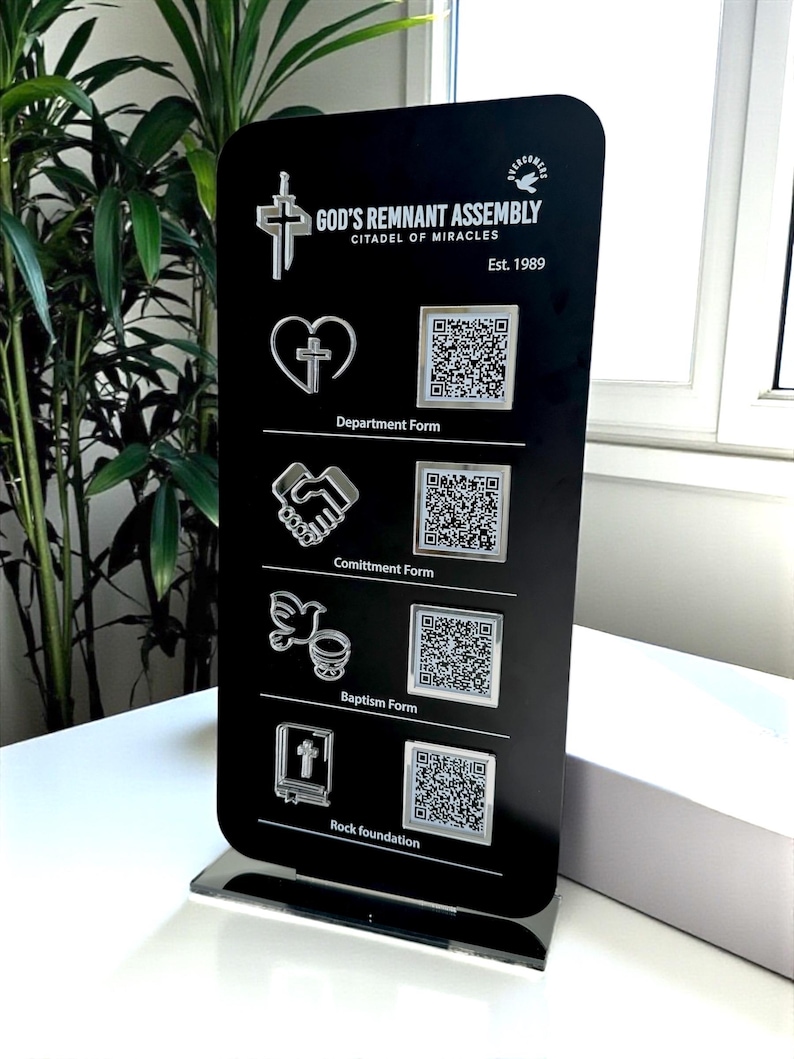 Personalised Acrylic QR Code Display for Small Business, Scan to Follow ...