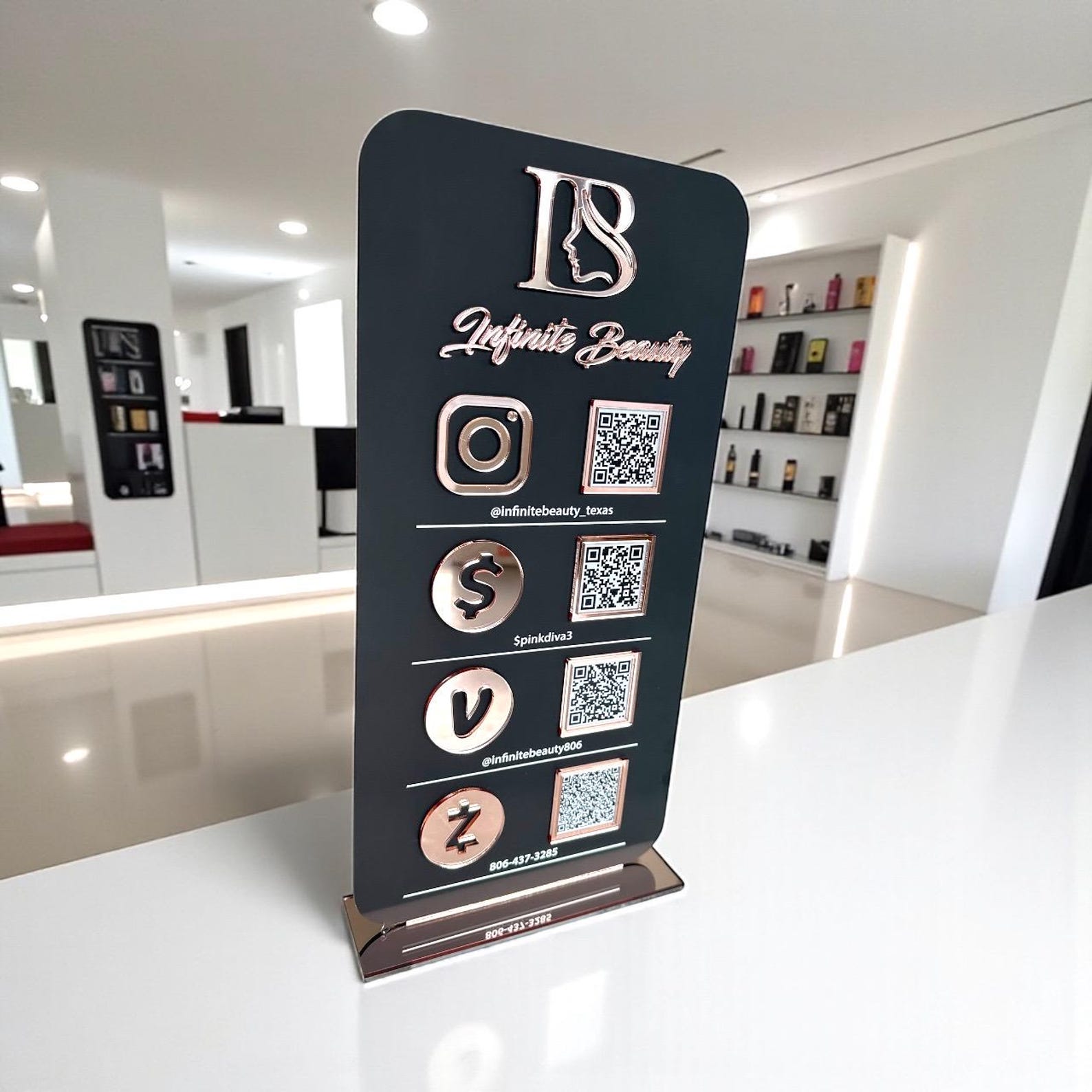 Personalised Acrylic QR Code Display for Small Business, Scan to Follow ...