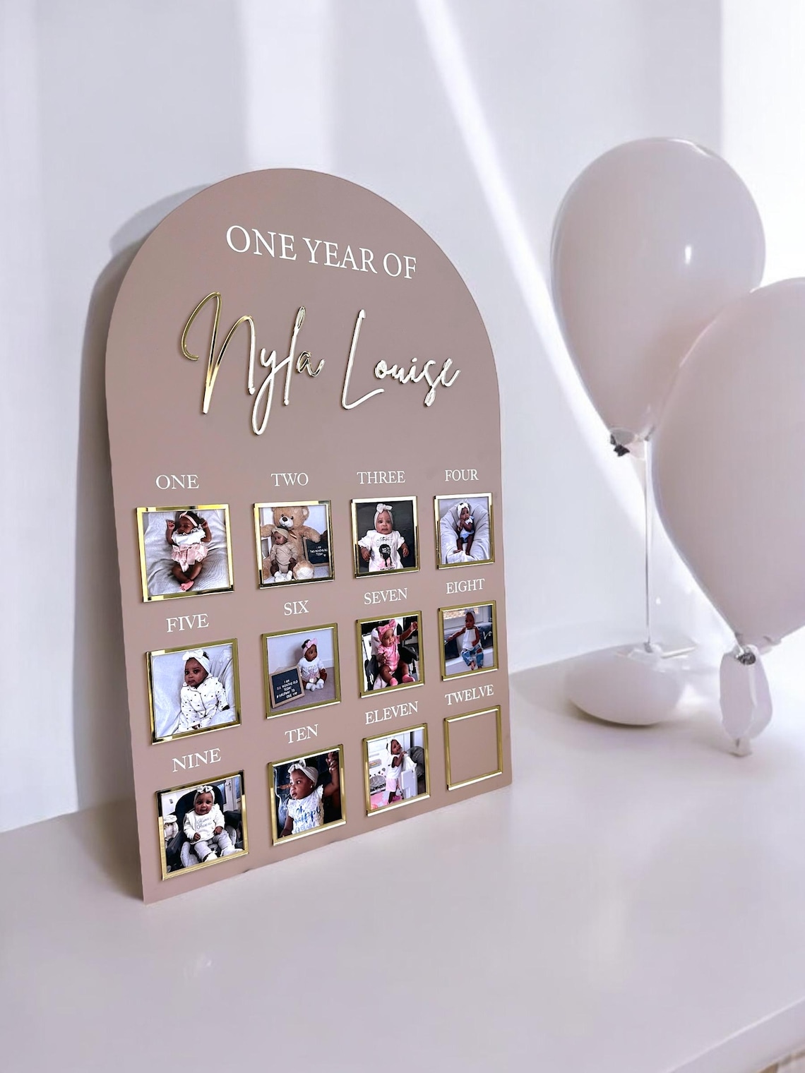 1st Birthday Photo Board, First Birthday Milestone Plaque, My First ...
