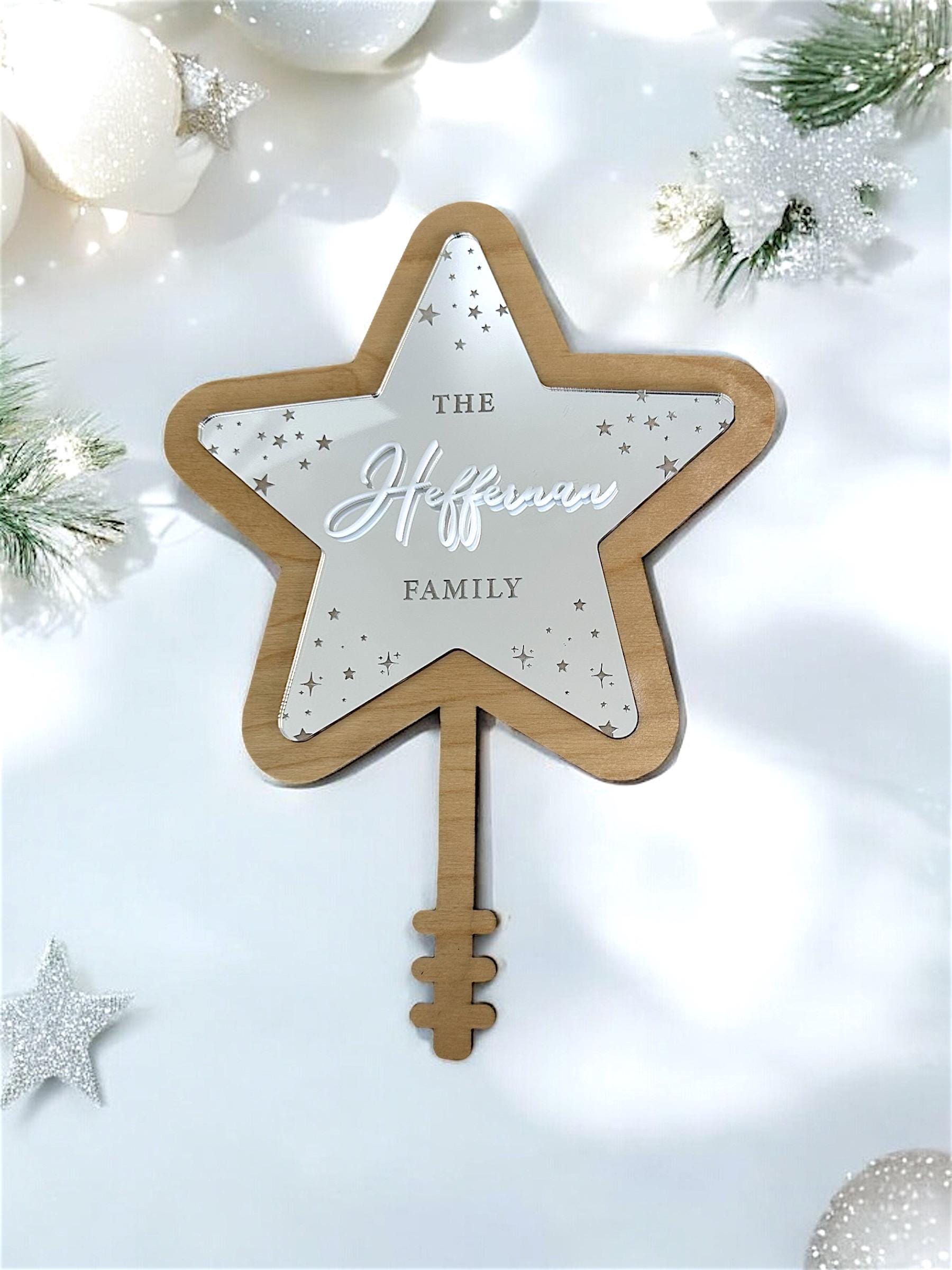 Acrylic Personalised Christmas Tree Topper, Family Christmas Star ...