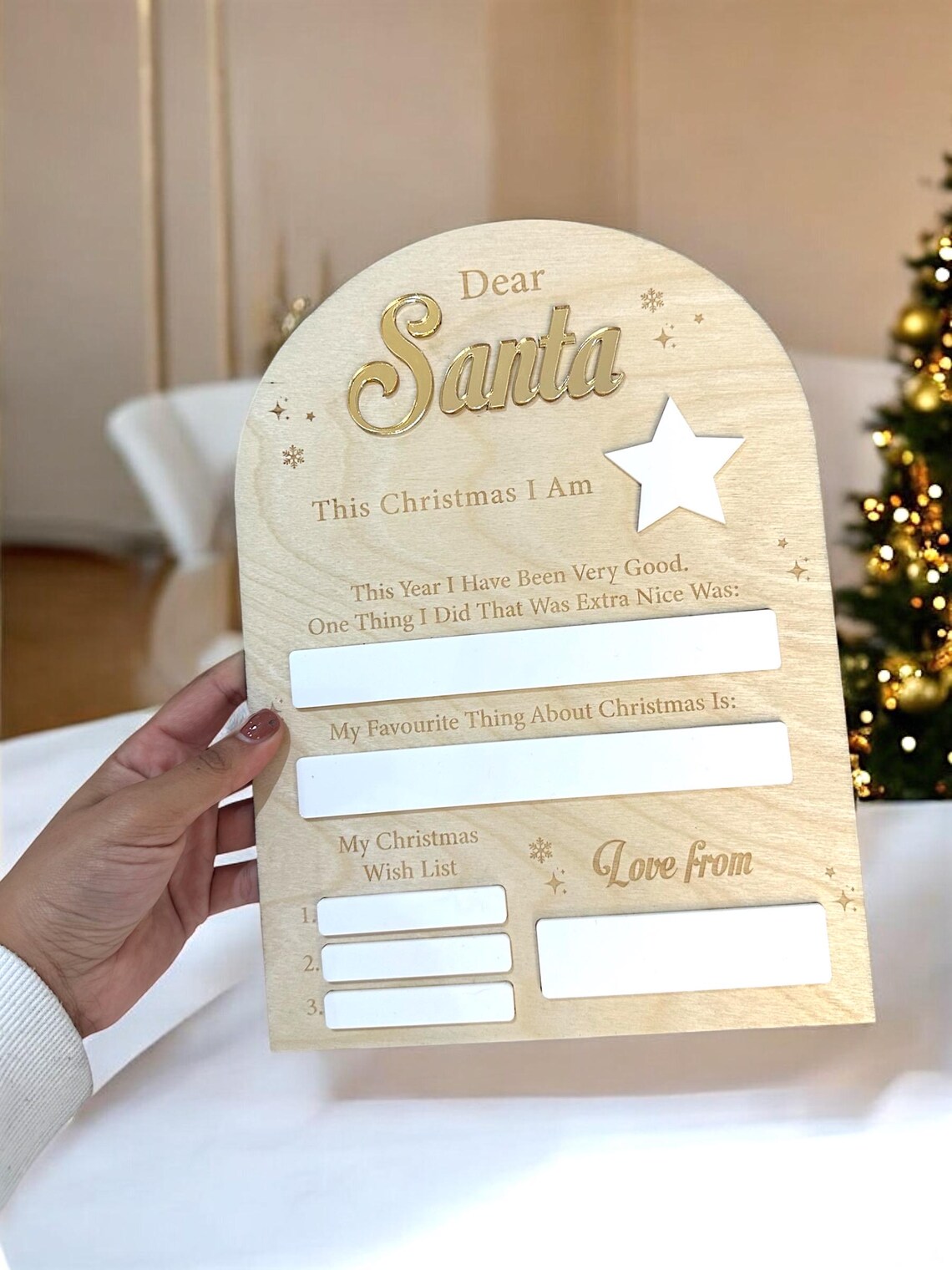 Dear Santa Board With Pen, Xmas Wooden Reusable Photo Prop, Christmas ...