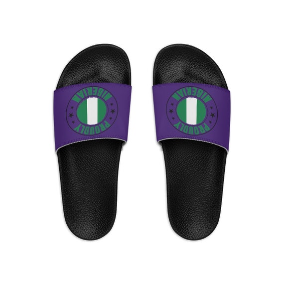 Nigerian Themed Purple Men's Slide Sandals - Etsy