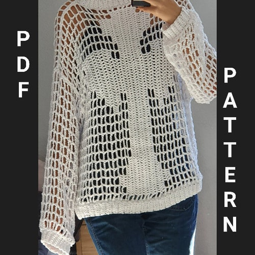 Crochet Pattern for Cross Sweater - Etsy