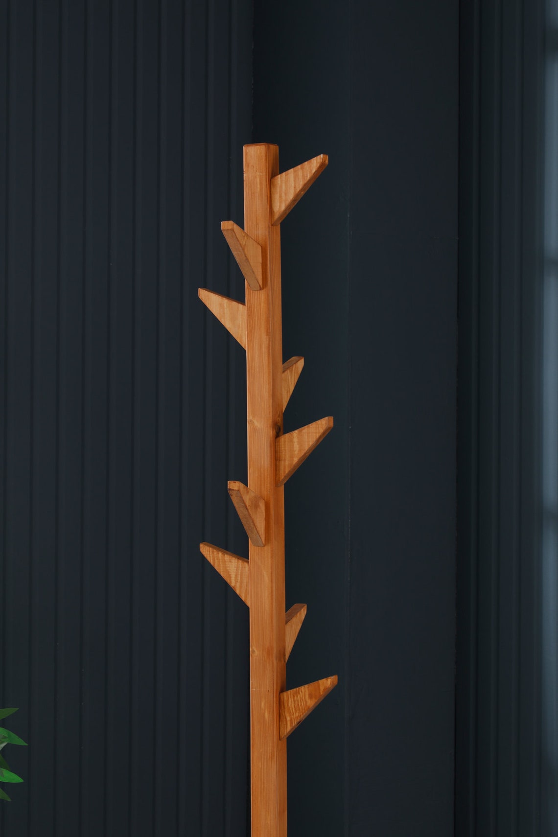 Handmade Wooden Hanger Rack, Rustic Look Clothes Hanging, Entryway Coat ...