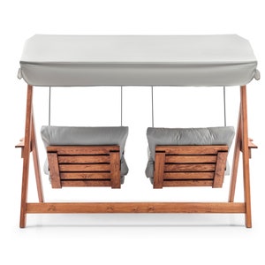 Outdoor Garden Wood Swing, Double Person Comfortable Swing With ...