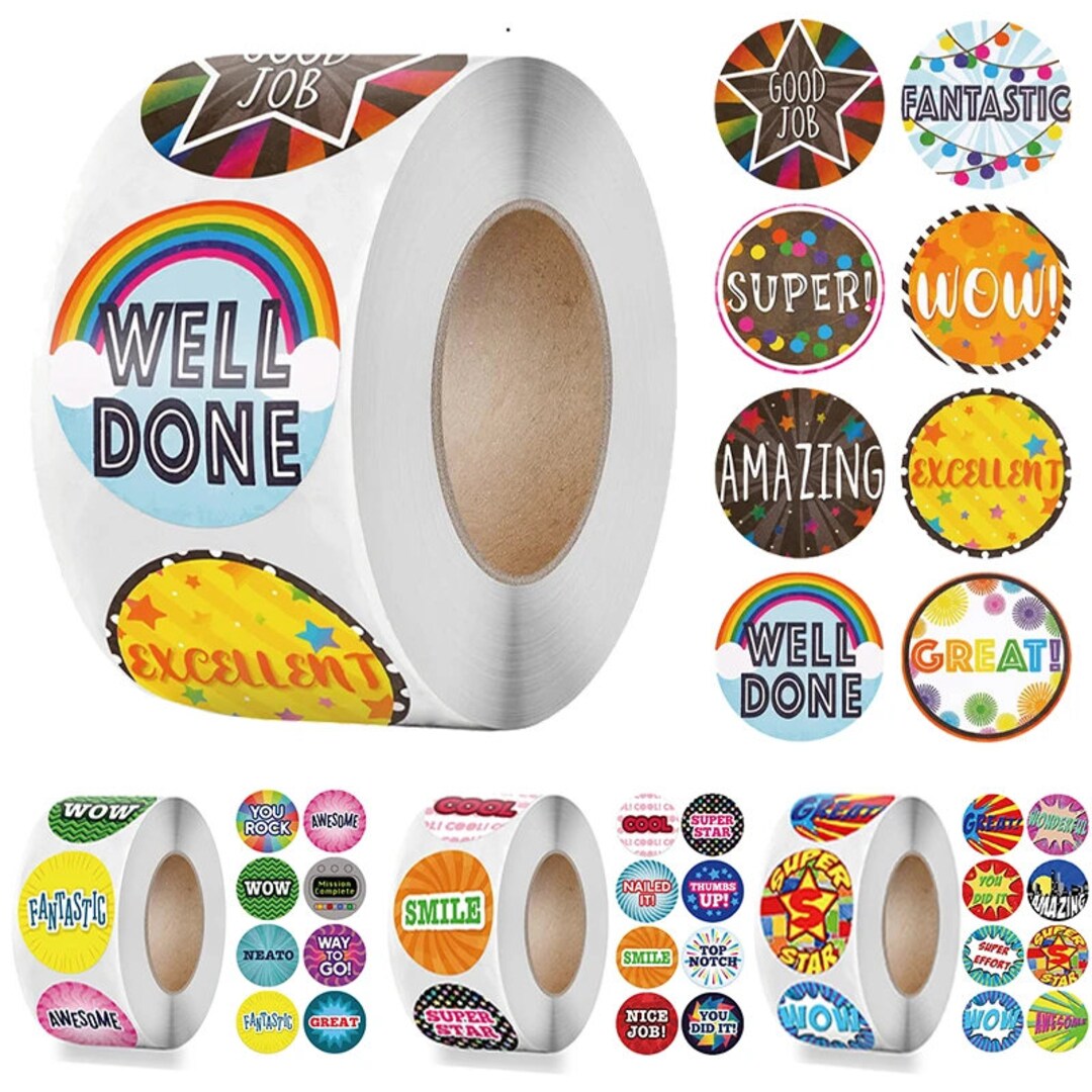 Cute Reward Stickers Roll With Word Motivational Stickers for School ...