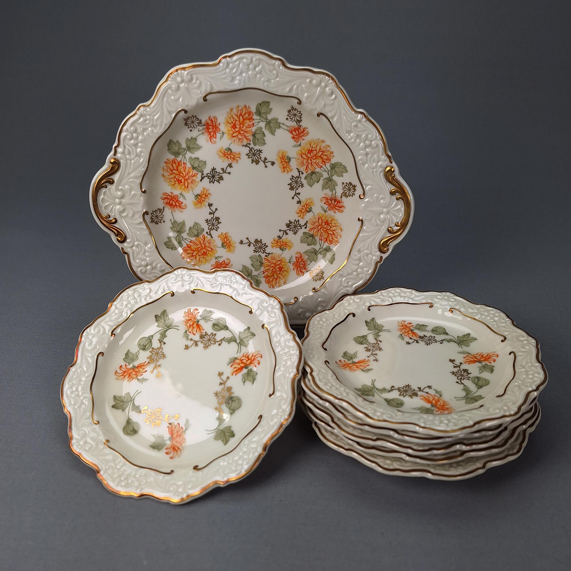 Vintage Weimar Porcelain Dessert Set, Rococo Floral Tableware, Germany ...