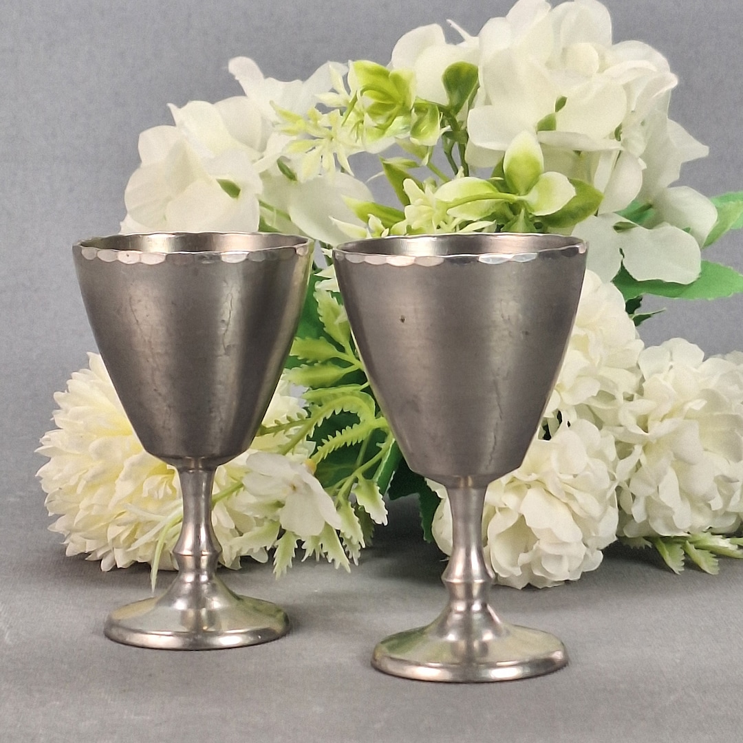 Rare Vintage Swedish Pewter Shot Goblets: Unique Pair by Lars Göransson ...