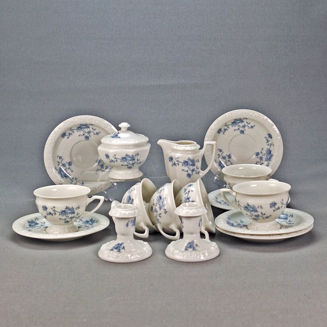 Vintage Rosenthal Maria Bone China Tea Set, Blue Bouquet, Candlesticks ...