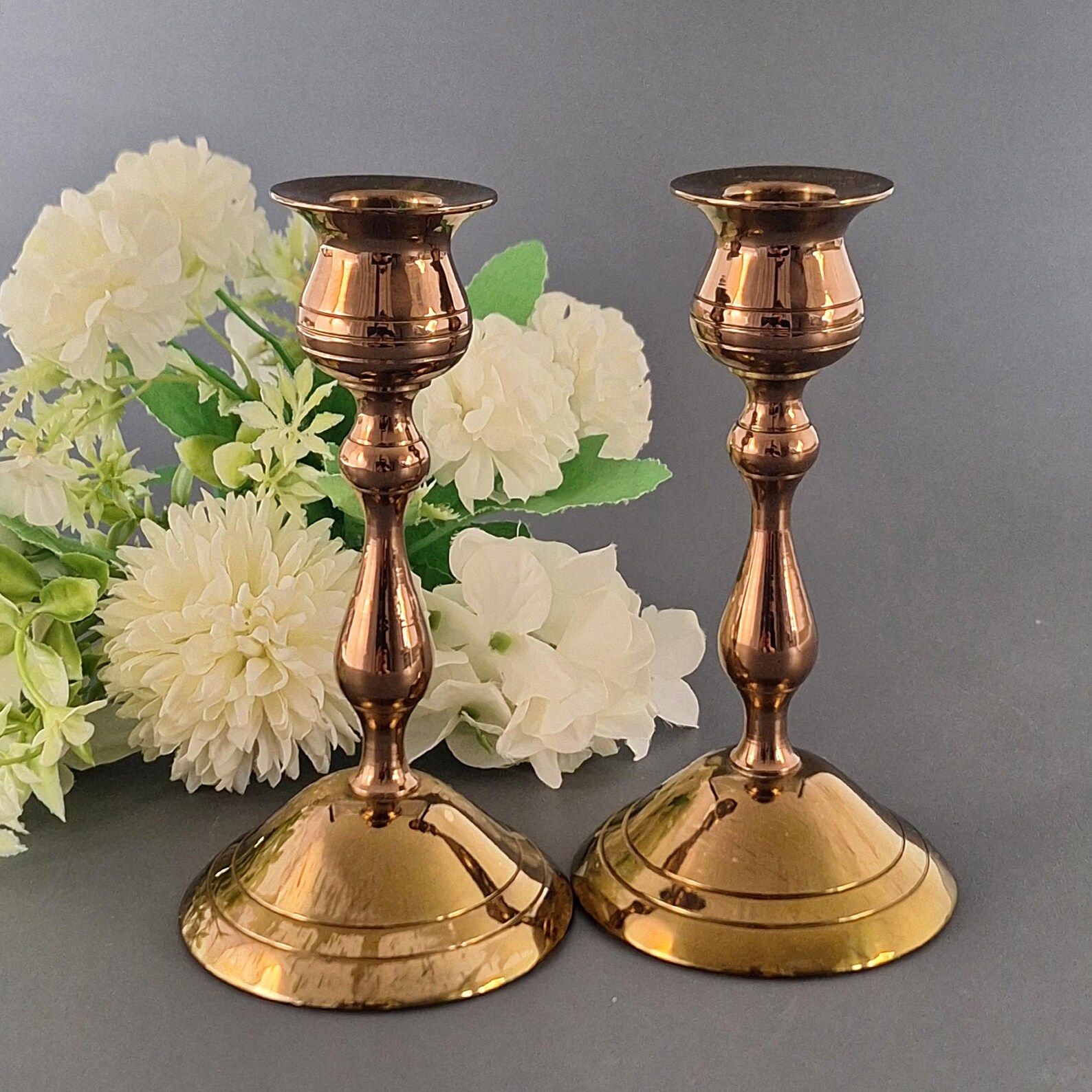 Vintage Brass Candlesticks Pair, Elegant Scandinavian Design ...