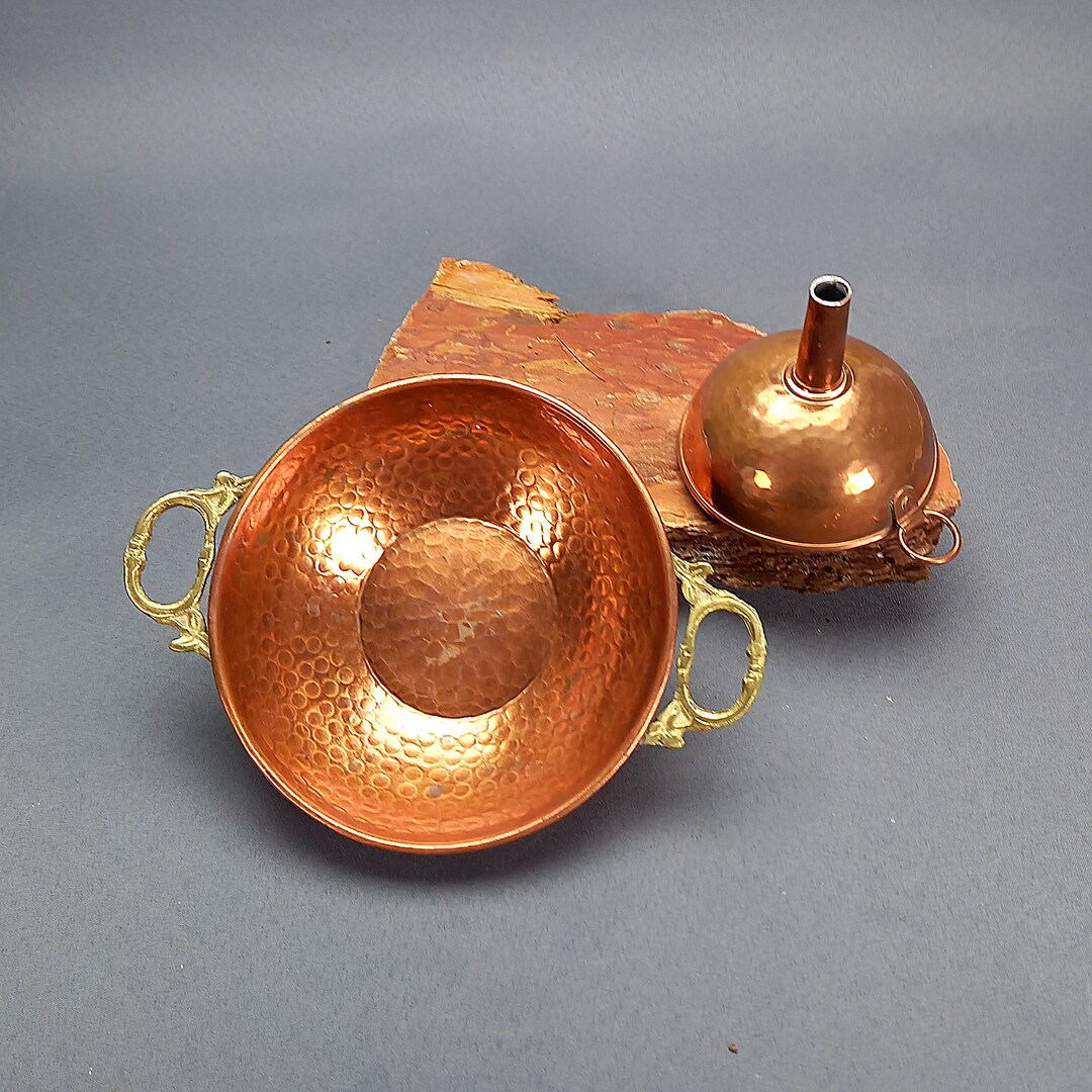 Vintage Pure Copper Hammered Funnel, Old Copper Hammered Plate With ...