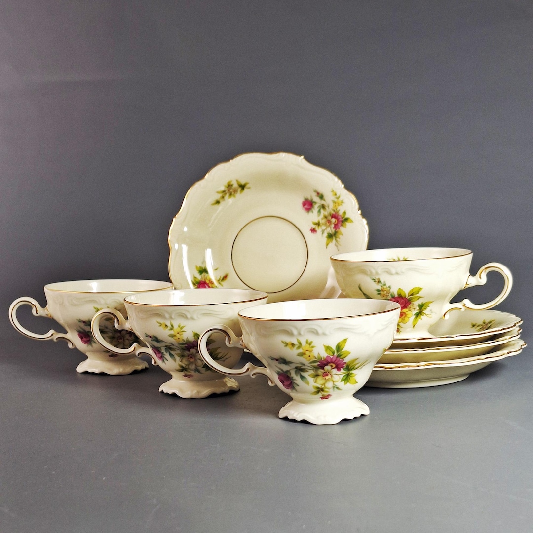Rare Vintage Rosenthal Pompadour Selb Germany 4-piece Porcelain Teacup ...