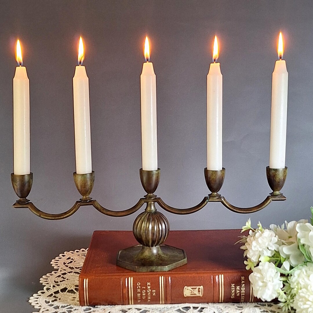 Vintage Bronze Five-arm Candelabra by GAB Brons, Sweden C.1930 ...