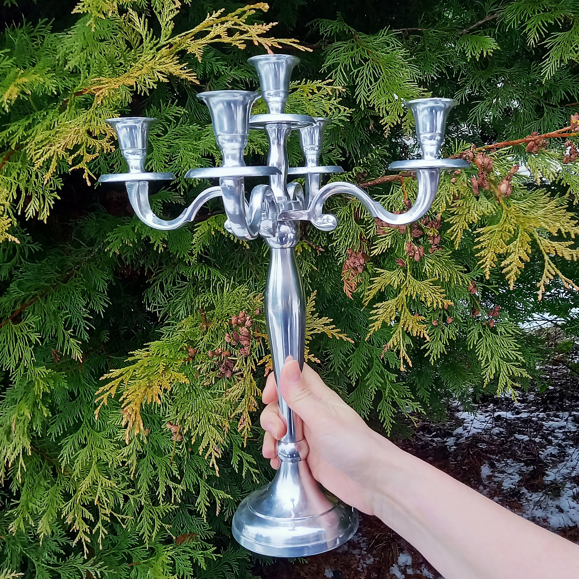 Vintage Metal Candelabra Silver Color Candle Holder for 5 Candles,made ...