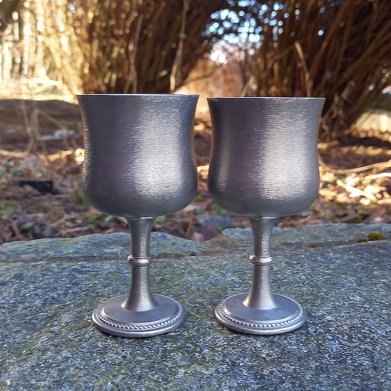 Vintage Pewter Set of 2 Goblets, Pewter Cups,collectible Pewter Goblets ...