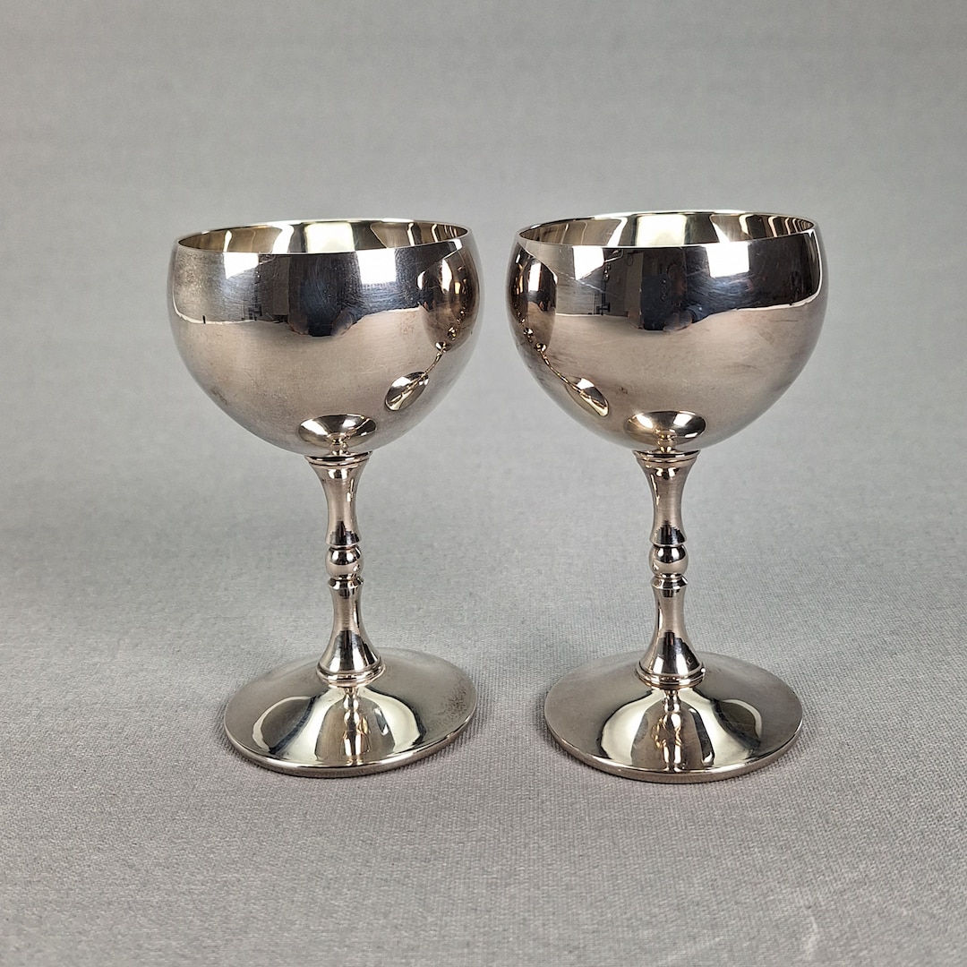 Retro Silver Goblets With Beautiful Chime, Marked Valero Silver Plate ...