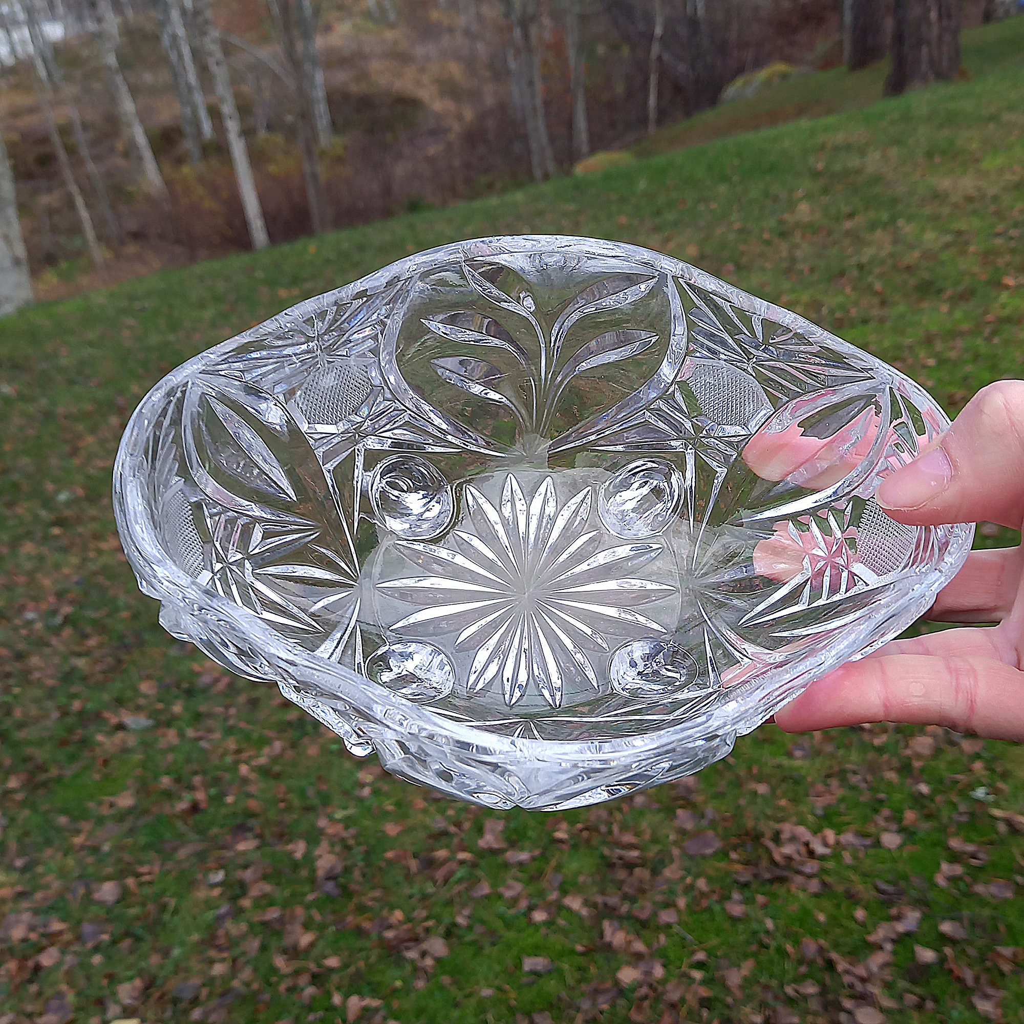 Vintage Cut Crystal Serving Bowlhand Cut Crystal Candy - Etsy