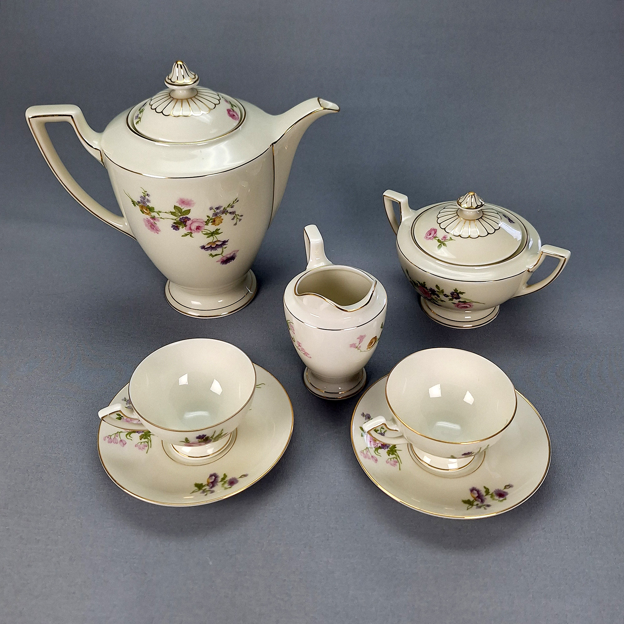 Thomas Bavaria Porcelain Coffee Tea Set Floral Gold Rim Germany 1939 ...