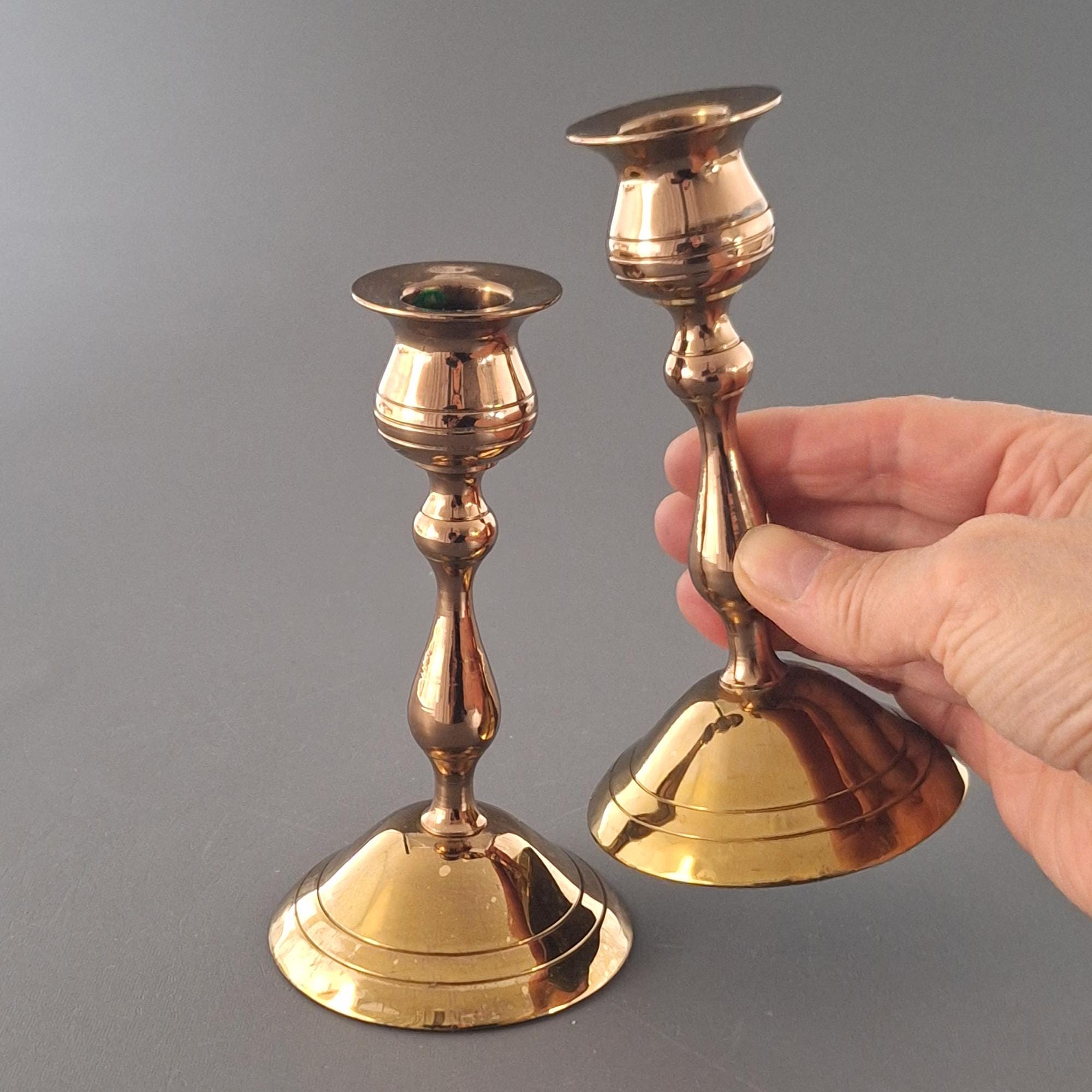 Vintage Brass Candlesticks Pair, Elegant Scandinavian Design ...