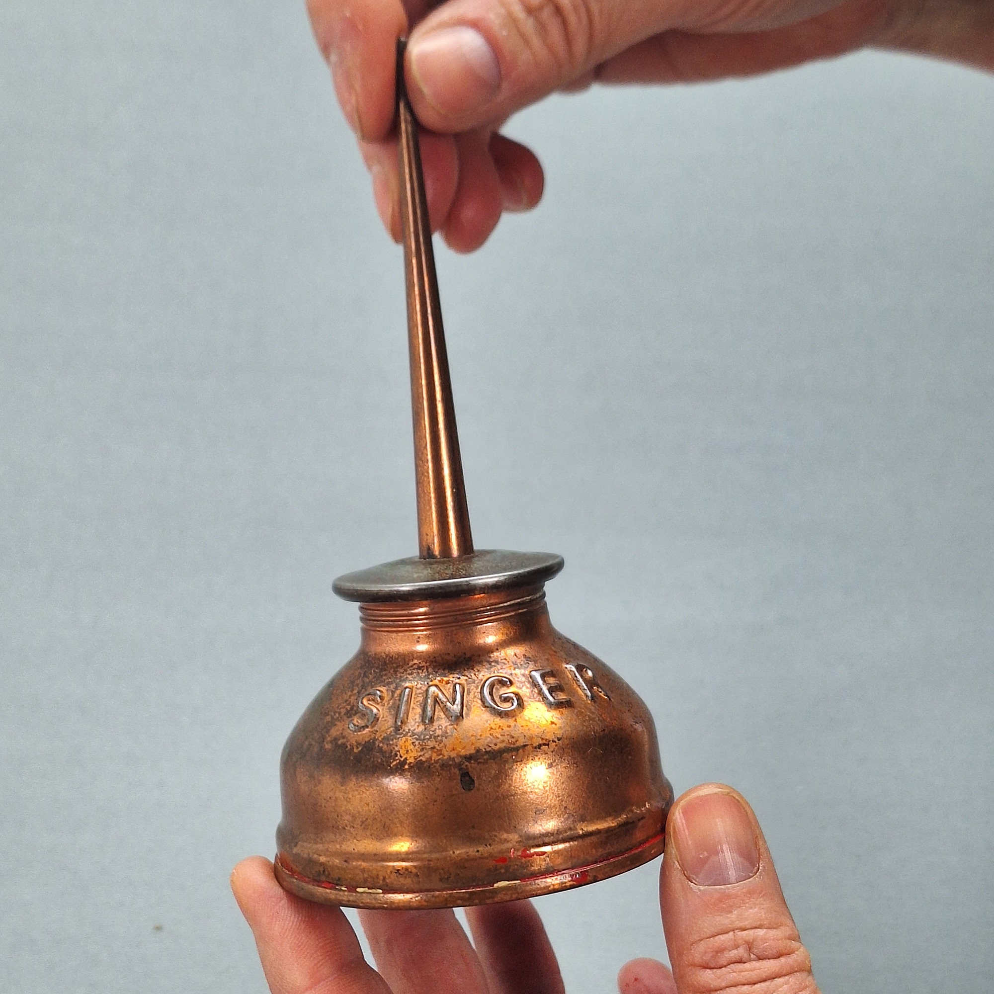 Antique Singer Oil Can,sewing Machine Care Oil, Copper Oil Dispenser ...