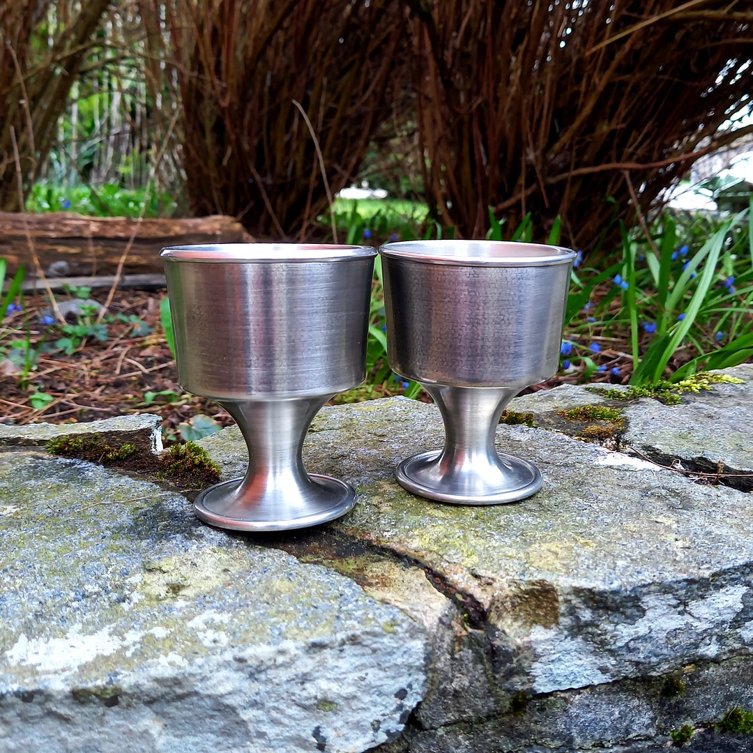 Vintage Pewter Goblets, Medieval Renaissance Style, Altar Decor, Set of ...