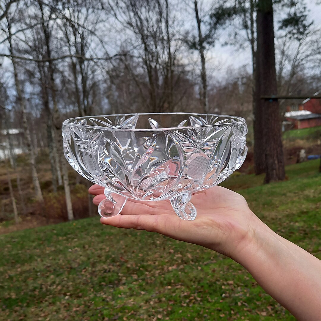 Vintage Cut Crystal Serving Bowl,hand Cut Crystal Candy Dish,fruit Bowl ...