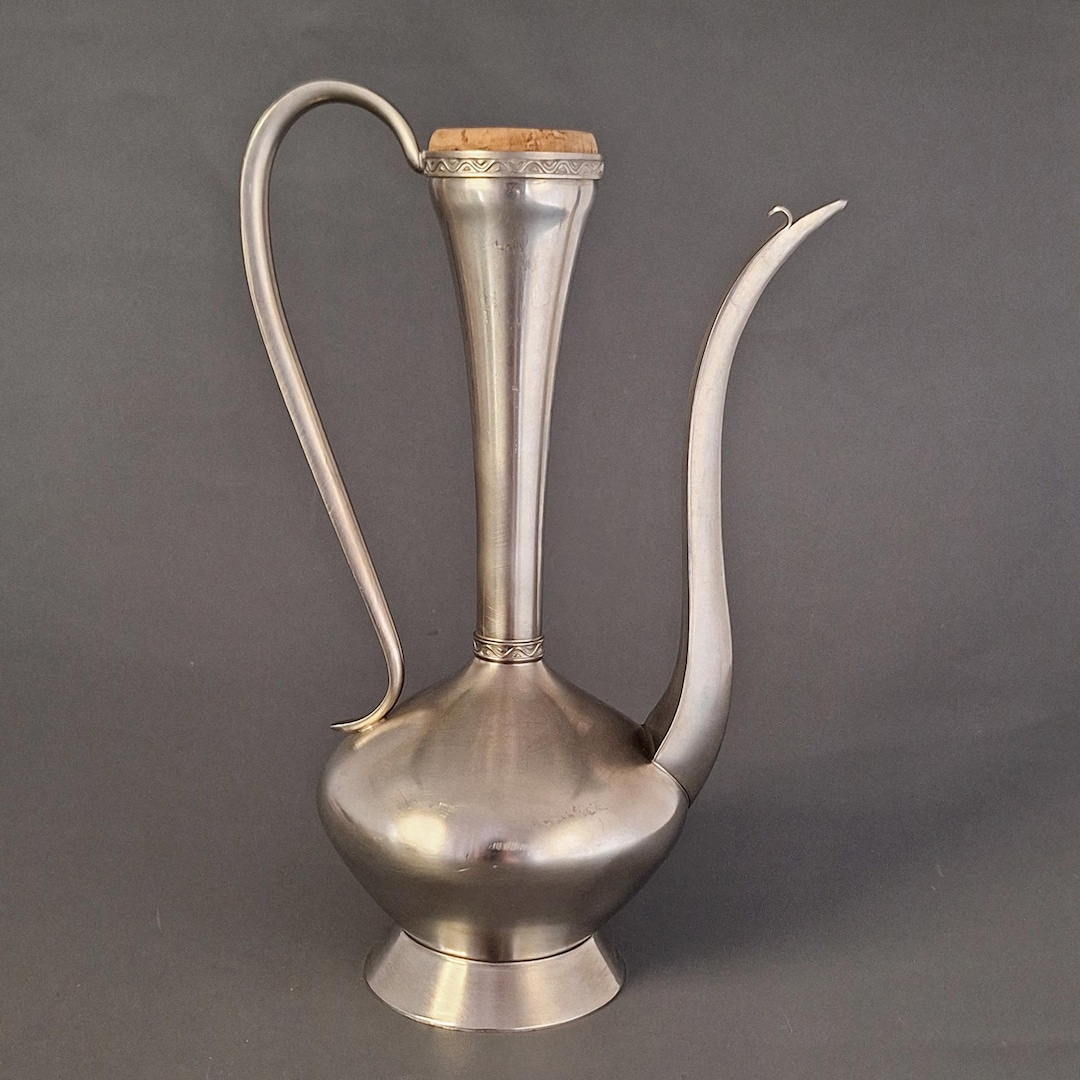 Rare Norwegian Pewter Ewer Hagnes 214, Mid-century Orientalist Coffee ...