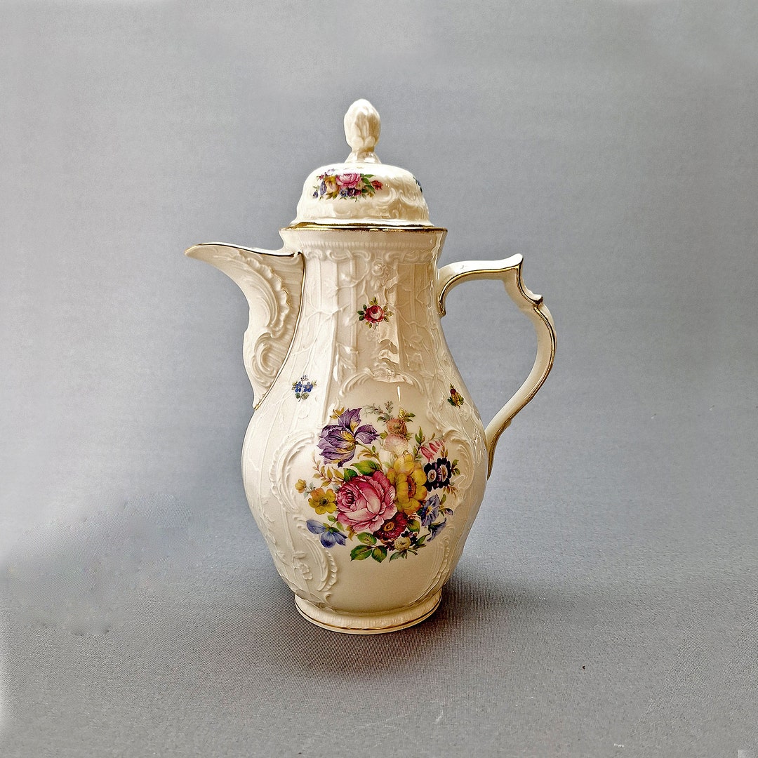 Rare Vintage Rosenthal Selb Germany Sanssouci U.s.zone Porcelain Coffee Pot Floral Pattern With ...