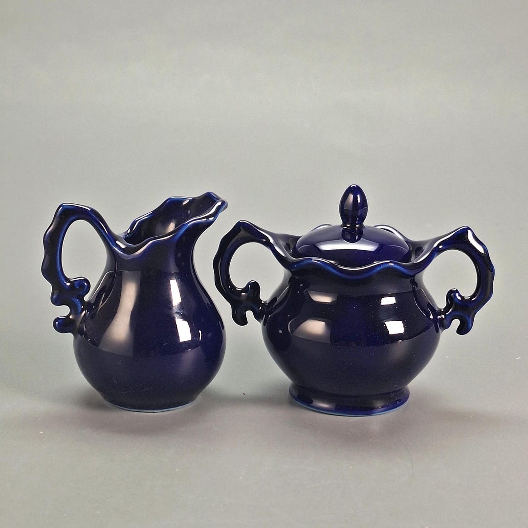 Artisan Retro Cobalt Blue Mini Pitcher and Bowl Set – Unique ...