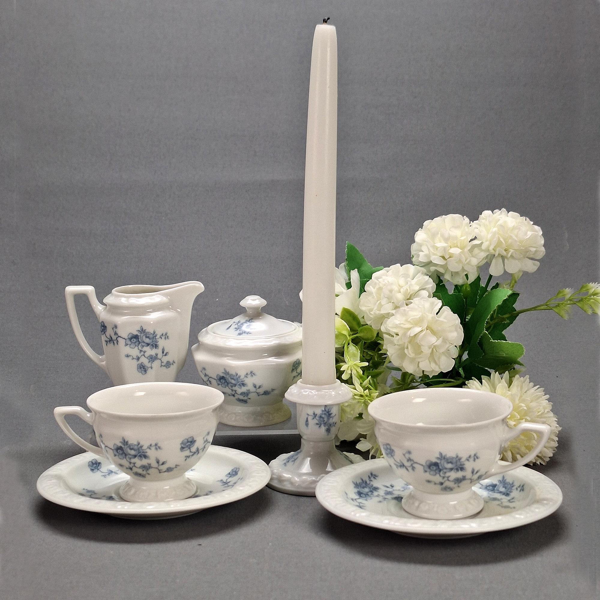 Vintage Rosenthal Maria Bone China Tea Set, Blue Bouquet, Candlesticks ...