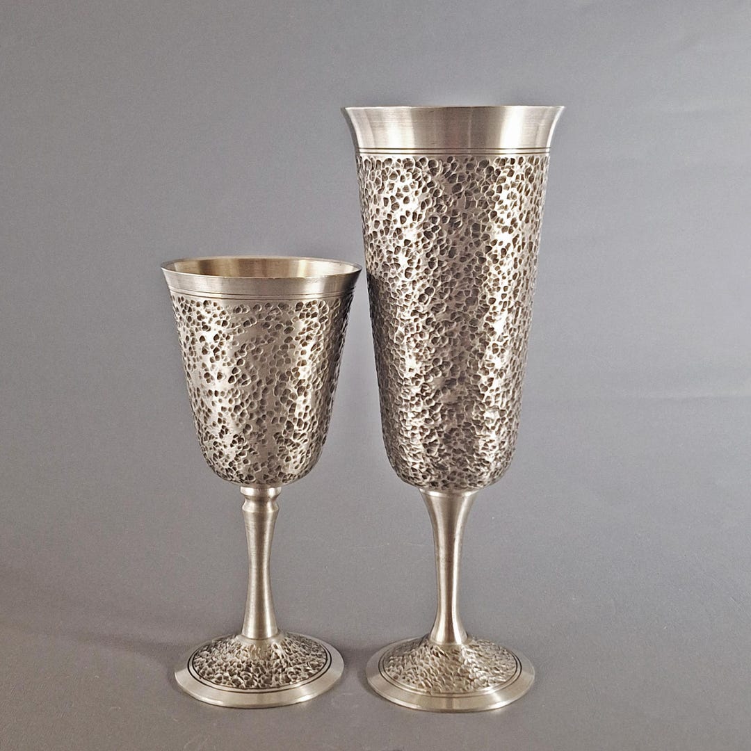 Rare Norwegian Pewter Goblet Set, Mid-century Modern Hammered Decor - Etsy