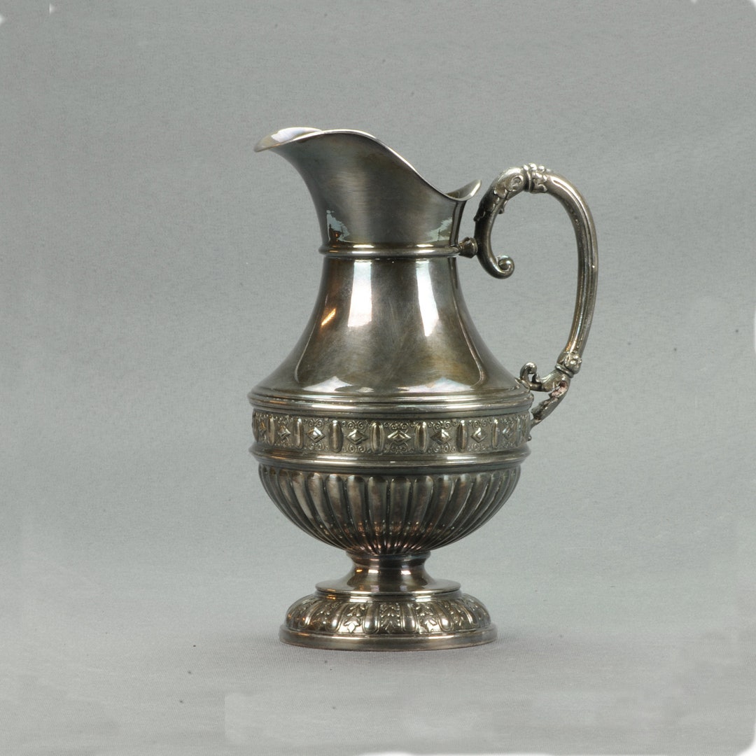 Vintage Ornate Embossed Pitcher Nickel Silver Plated ,stamp EPNS Vase ...