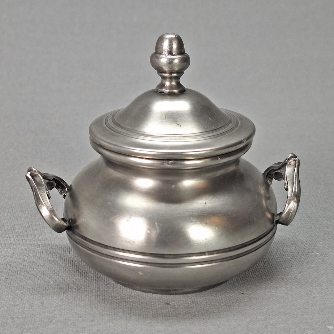 Vintage Pewter Enchanting Small Sugar Bowl Inscription Fein Zinn 95% ...