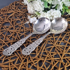 Vintage Nickel Silver Serving Spoons Set of 2 – Swedish Silver Stamped ...