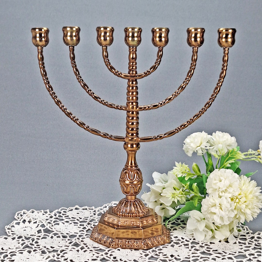 Vintage Jewish Menorah Solid Brass Malm Heavy Candlestick, Stamp ...