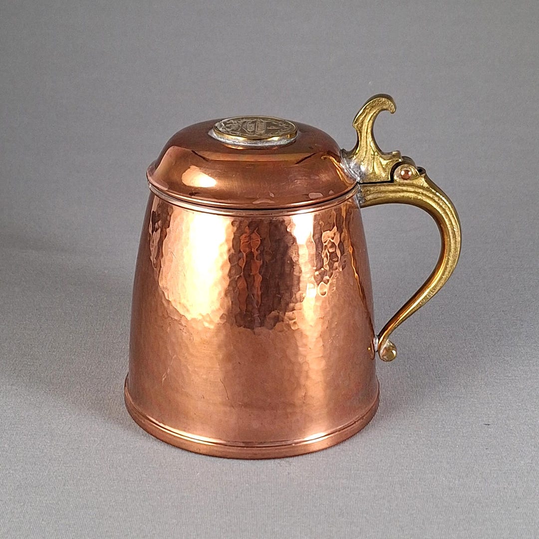 Unique Vintage Swedish Copper Jug With Hinged Lid, Hand-hammered ...