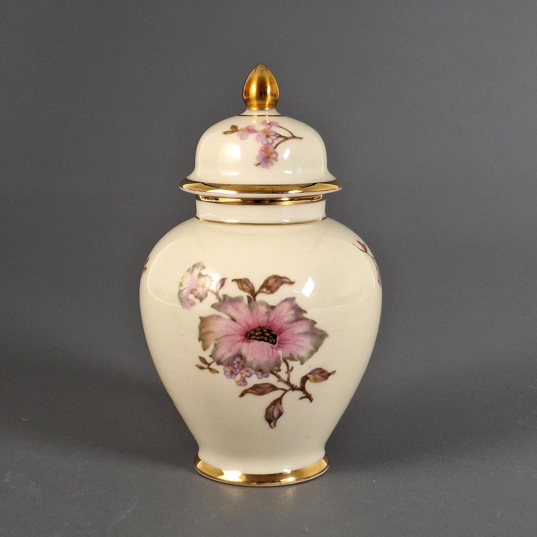 Zeh Scherzer Bavaria Porcelain Vase, Floral Motifs, 1950s Art Nouveau ...