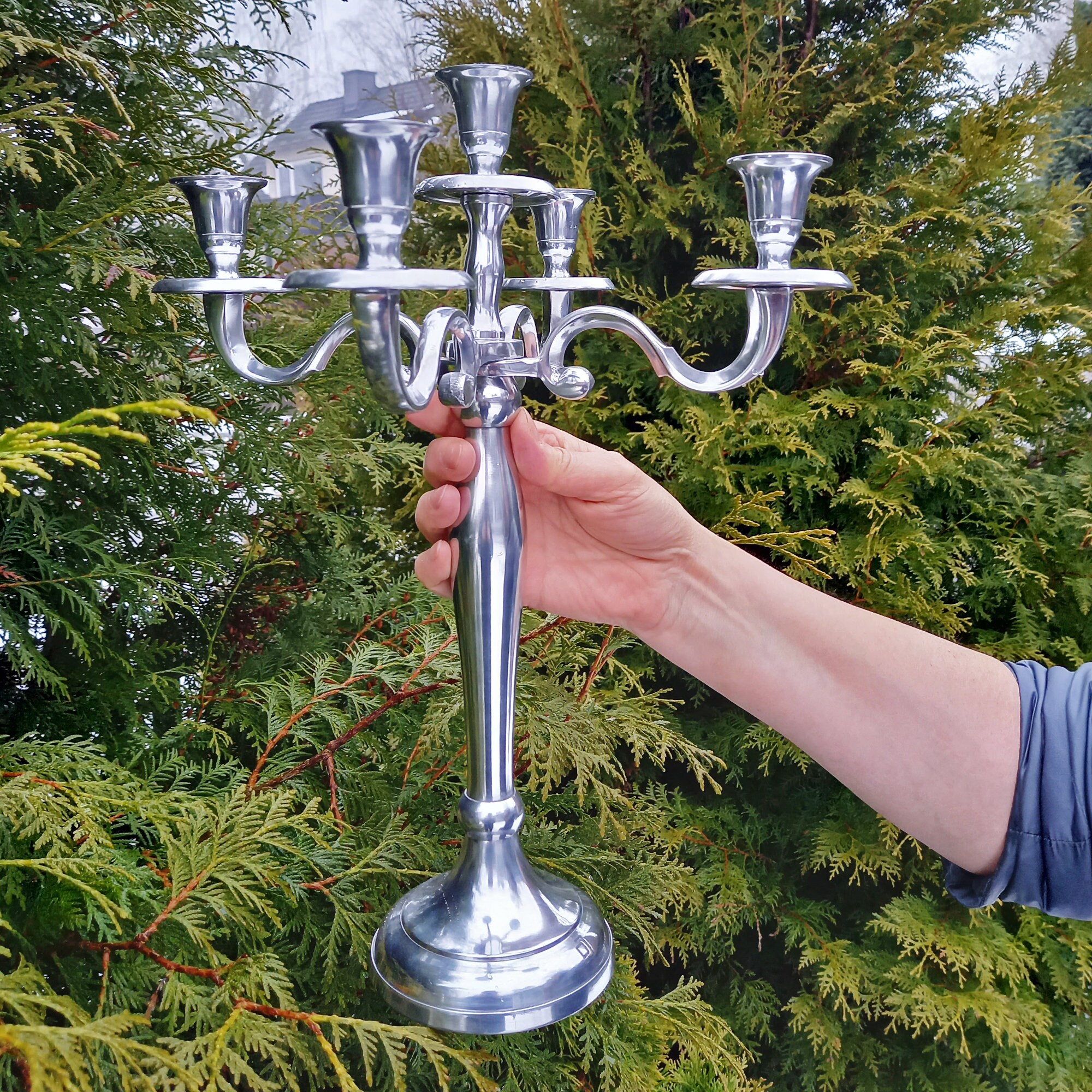Vintage Metal Candelabra Silver Color Candle Holder for 5 Candles,made ...