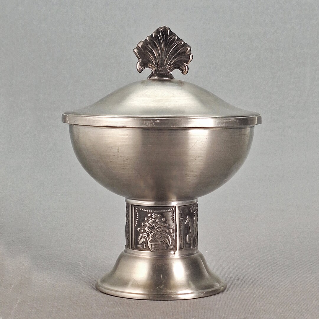 Vintage Pewter Tin Bowl With Lid Tenn by Bollnas Tenn, Craftsmanship of ...