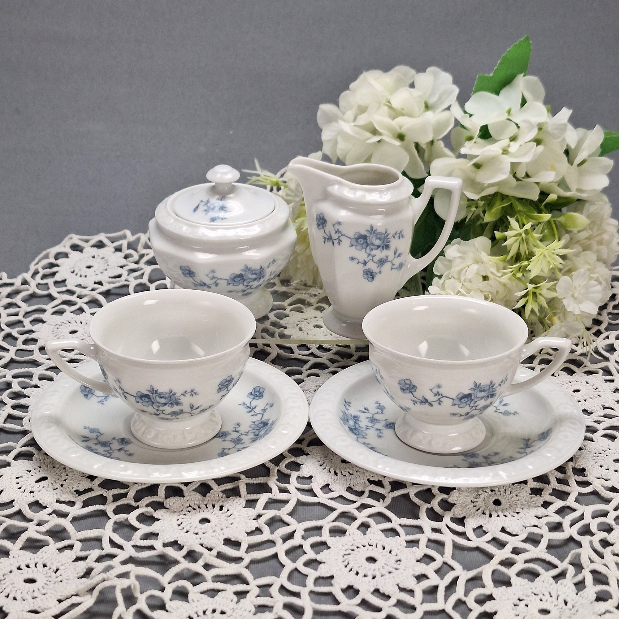 Vintage Rosenthal Maria Bone China Tea Set, Blue Bouquet, Candlesticks ...