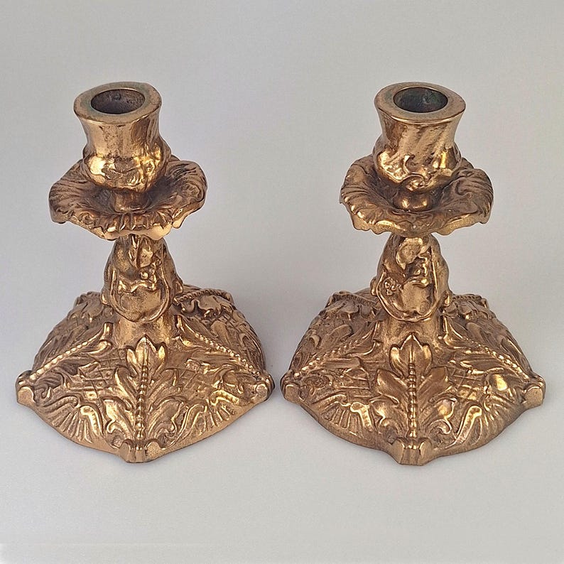 Swedish MALM Candlesticks Pair, Rococo Revival Bronze Alloy, C.1920s ...