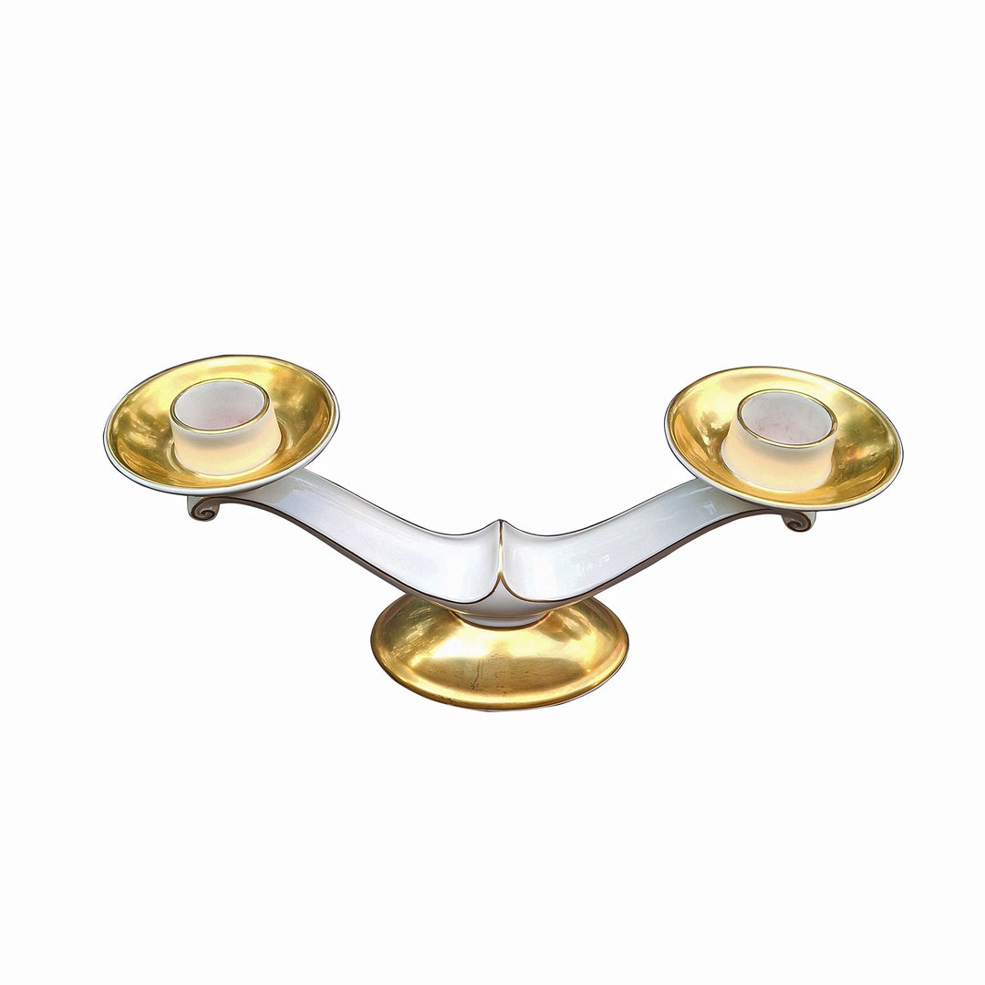 Vintage Porcelain Double Candlestick Holder,stamped Edelstein Bavaria ...