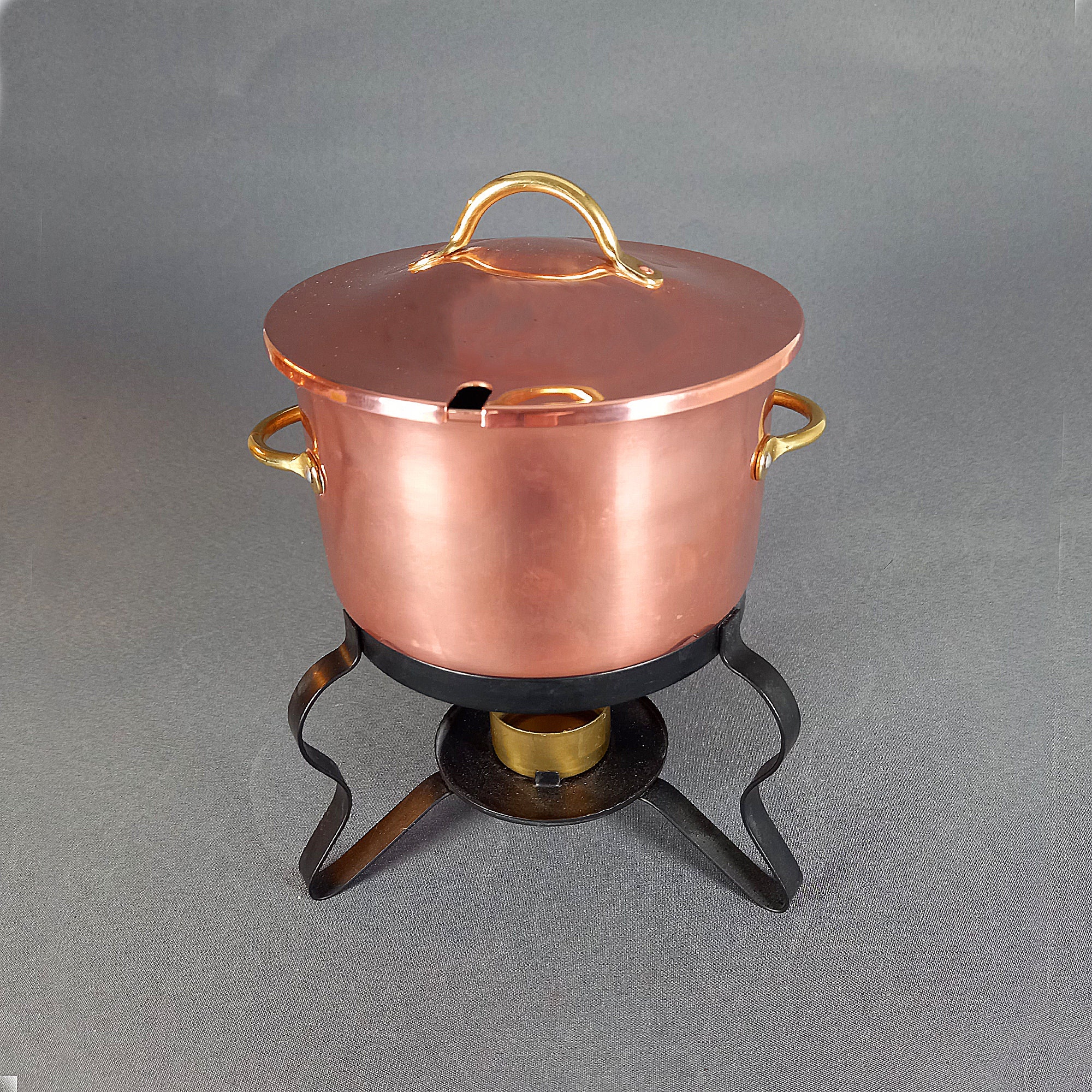 Vintage Nils Johan Sweden Punch Set 6 Copper Mugs & Stand, Food Warmer ...