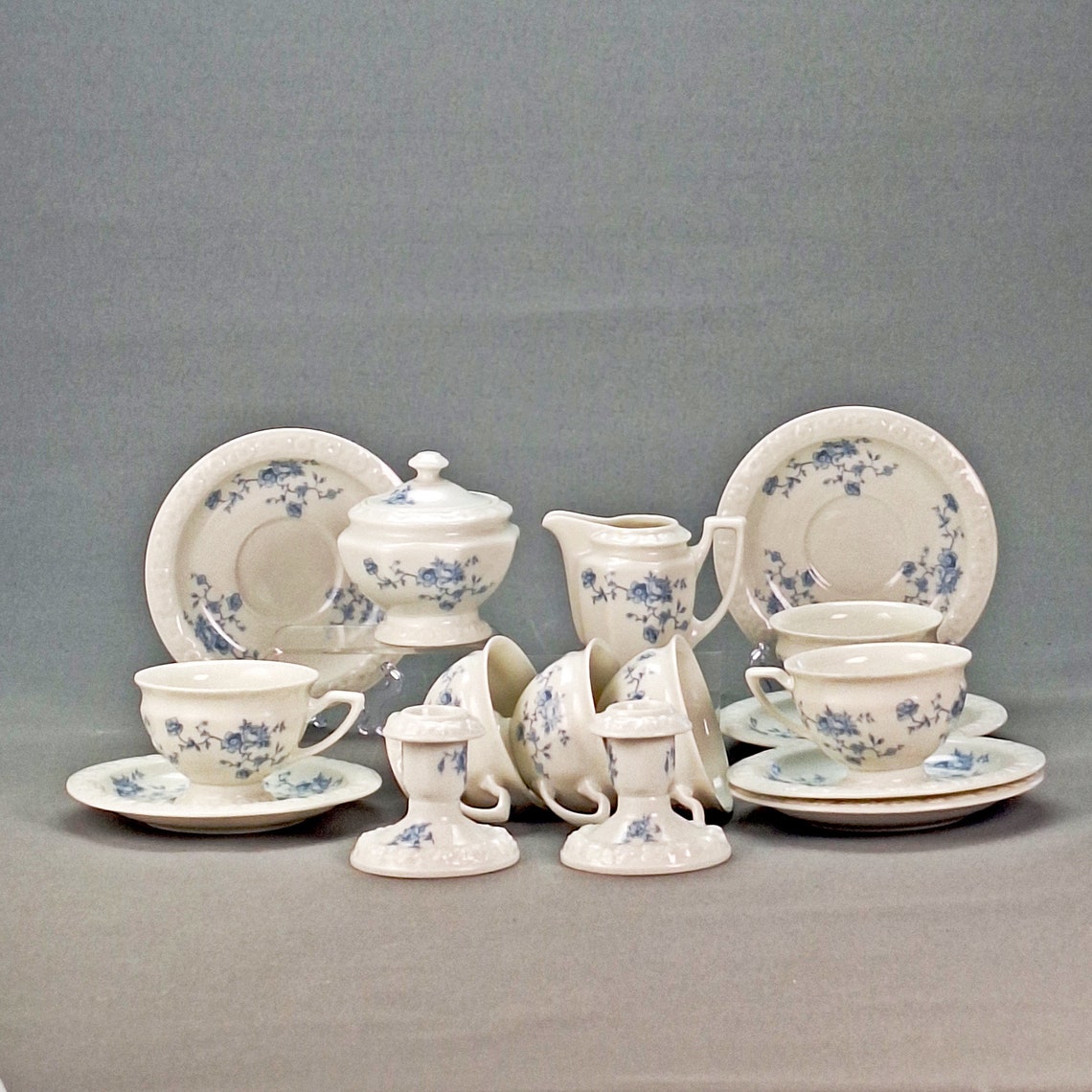 Vintage Rosenthal Maria Bone China Tea Set, Blue Bouquet, Candlesticks ...
